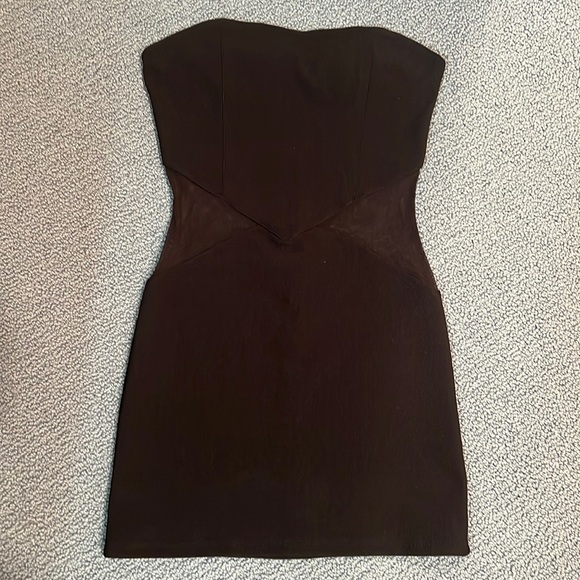 LF | Dresses | Lf Black Strapless Dress With Sheer Cutouts On Side Size ...